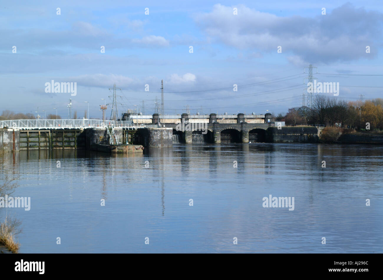 irlam locks along a stretch of the manchester ship canal england uk ...