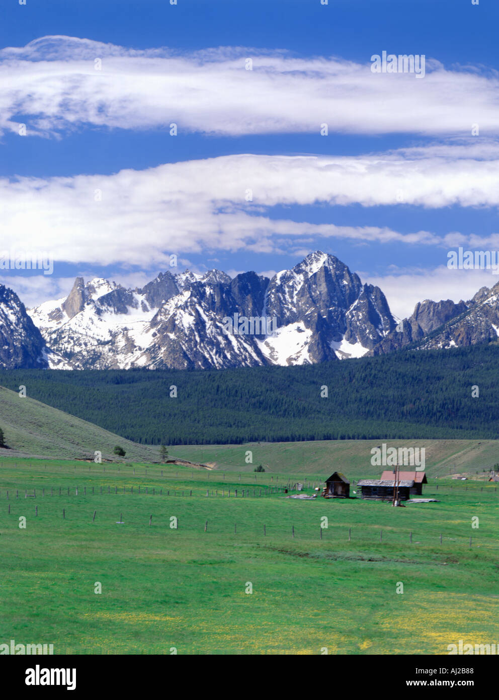 Sawtooth National Recreation Area of Idaho showing ranch buildings in ...