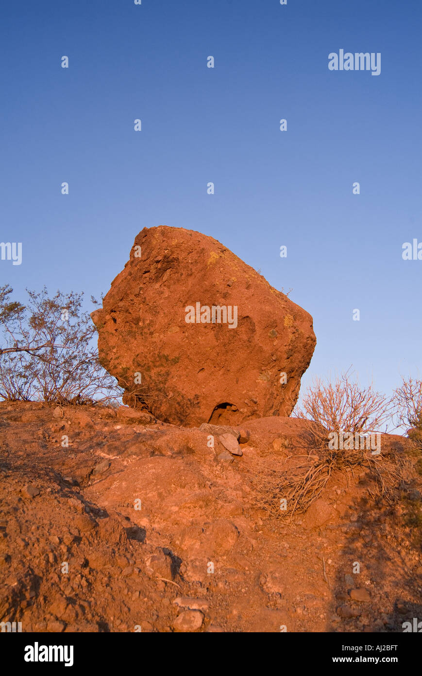 Lone Boulder Rock On Mountain Hill, Camelback Mountain, Phoenix Arizona ...
