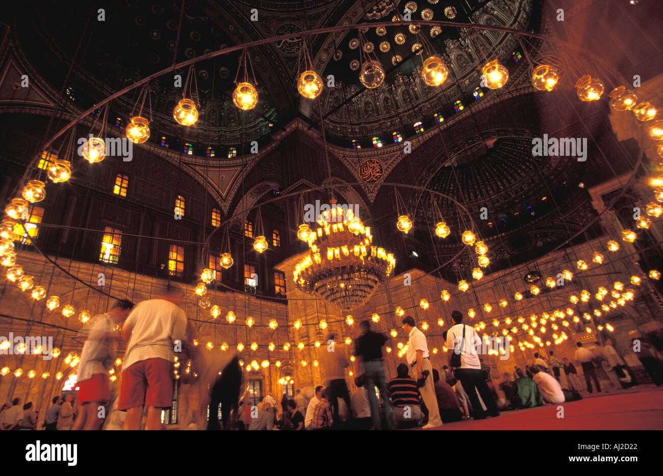 Western Tourists Inside the Mosque of Mohammed Ali in Cairo, Egypt ...