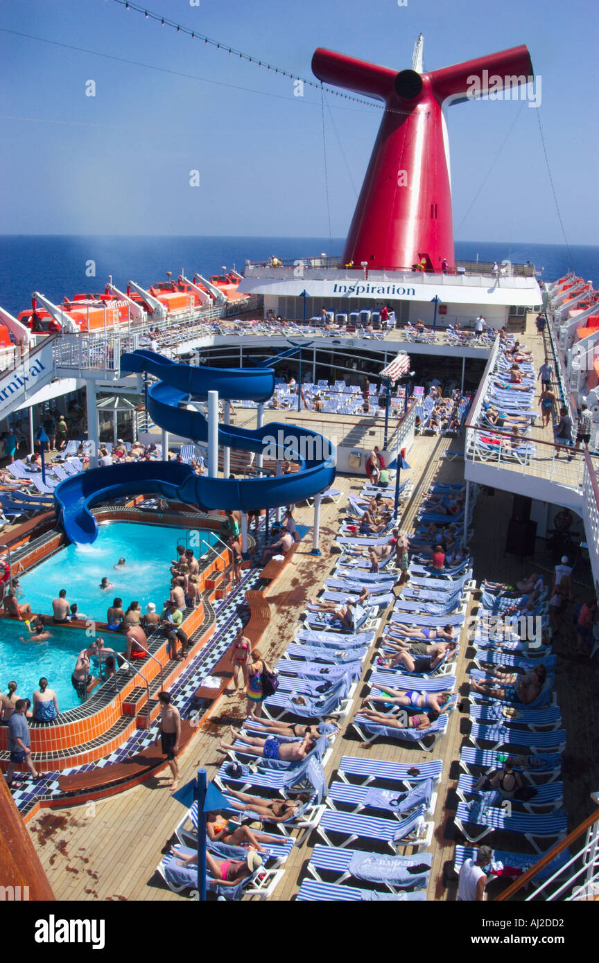 View of sun deck of cruise ship Stock Photo - Alamy
