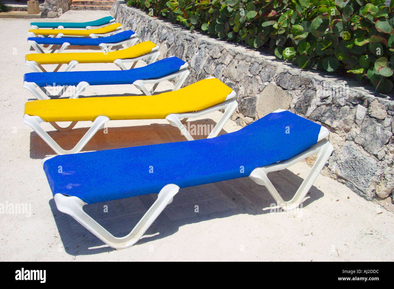 Colorful beach chairs Stock Photo - Alamy
