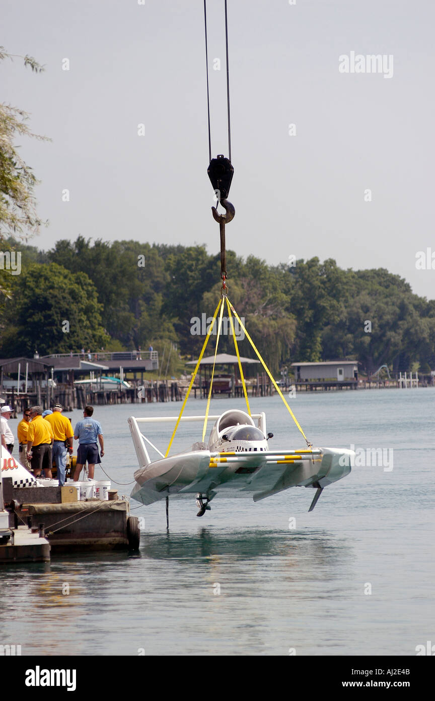 Hydroplane Boats Race on the St Clair River Port Huron Michigan Stock ...