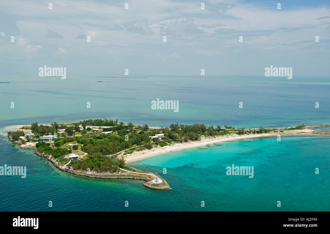 An aerial view of Little Whale Cay, a private island within the Berry ...
