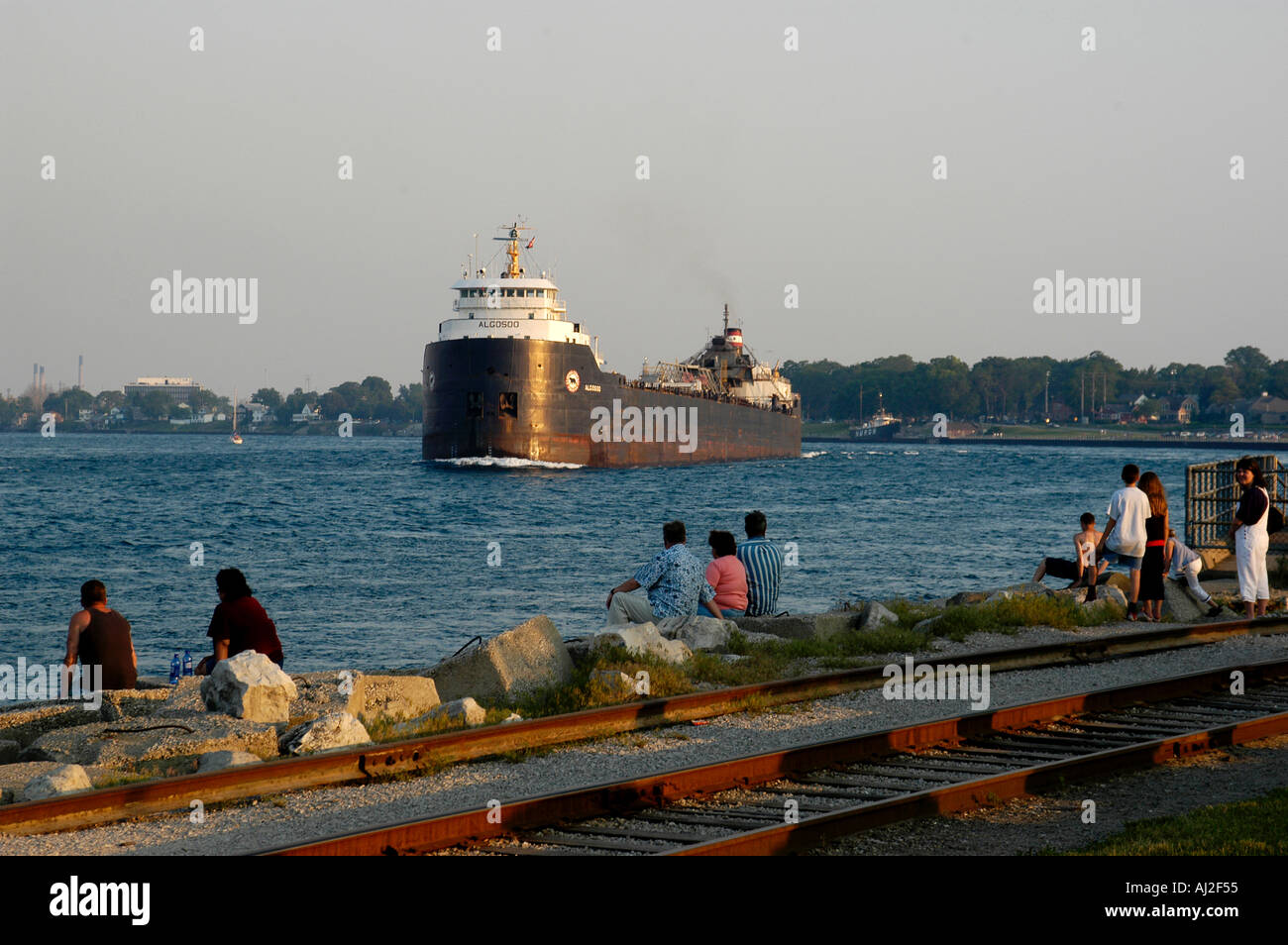 Great Lakes Freighter On Lake Huron Stock Photo - Alamy