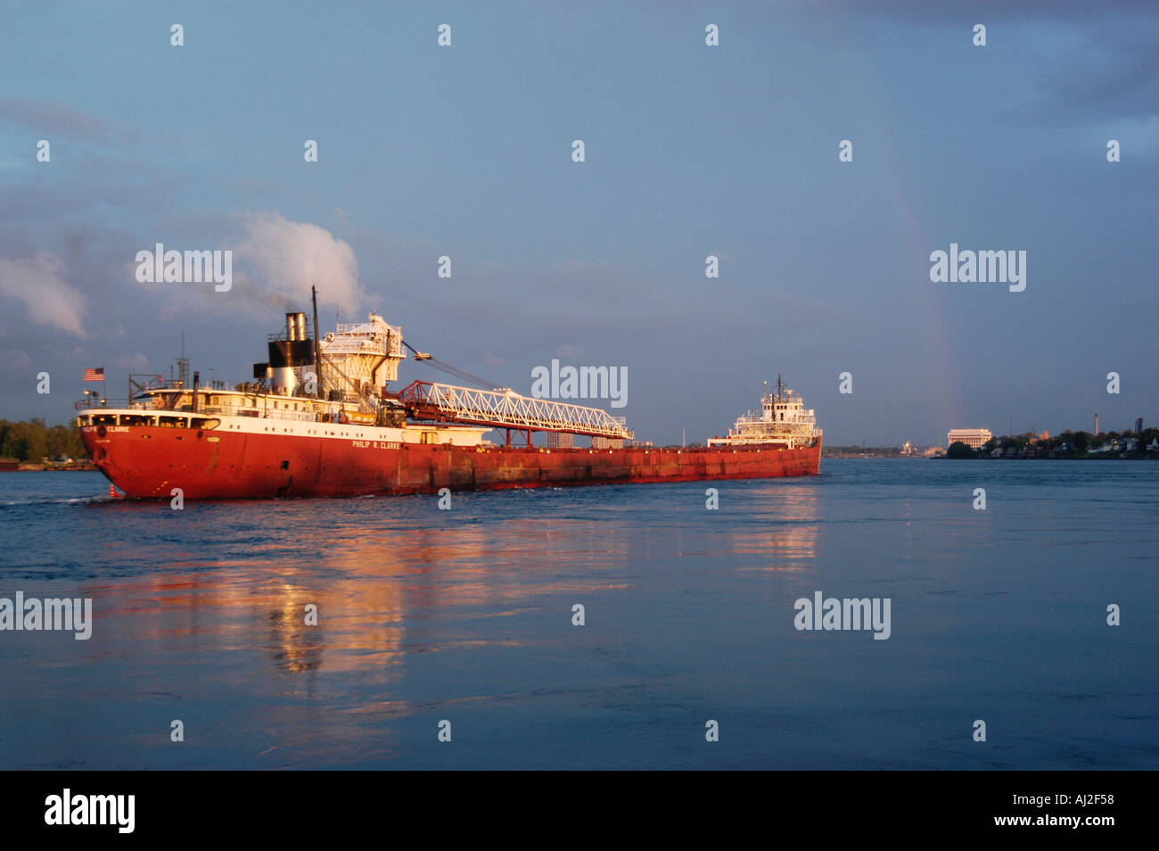 Great Lakes Freighter On Lake Huron Stock Photo - Alamy