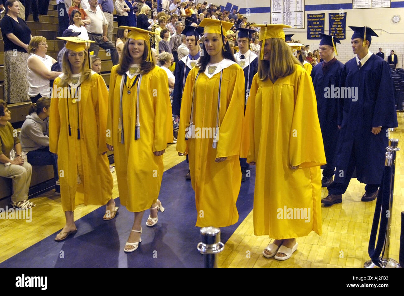 Females March at High School Graduation Ceremonies Stock Photo - Alamy