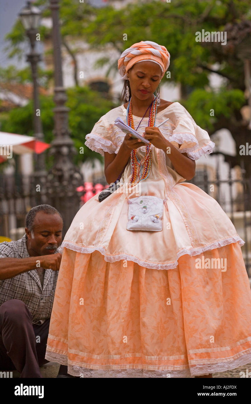 Local lady wearing traditional Bahian dress reflecting the area's ...