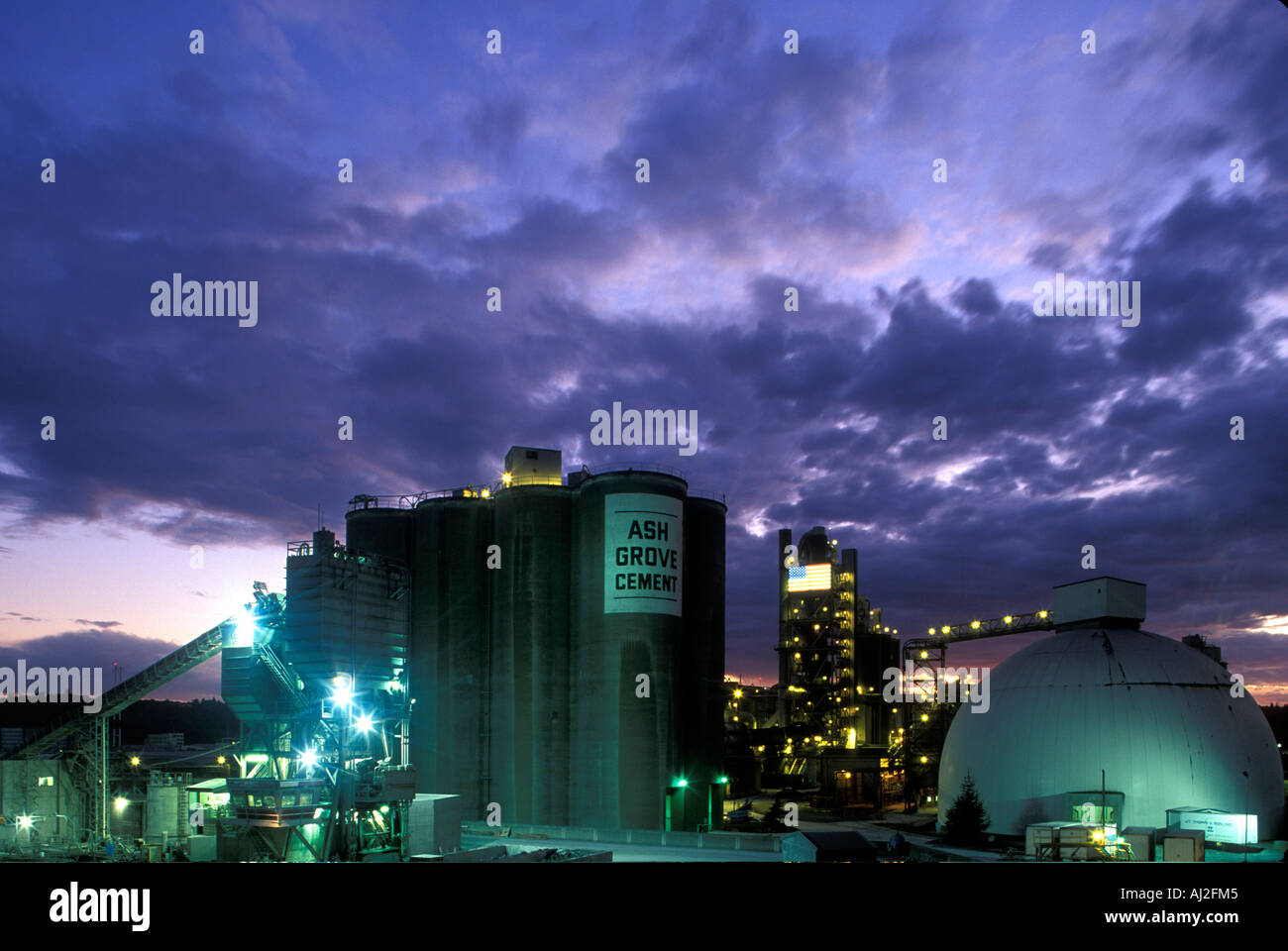 USA Washington Seattle Cement trucks line parking lot at Ash Grove ...