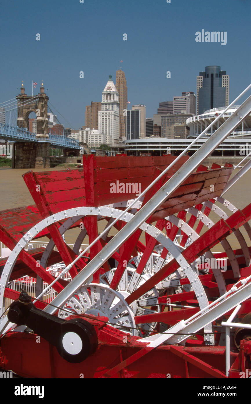 Cincinnati Ohio,riverboat paddlewheel city skyline,cityscape,downtown ...