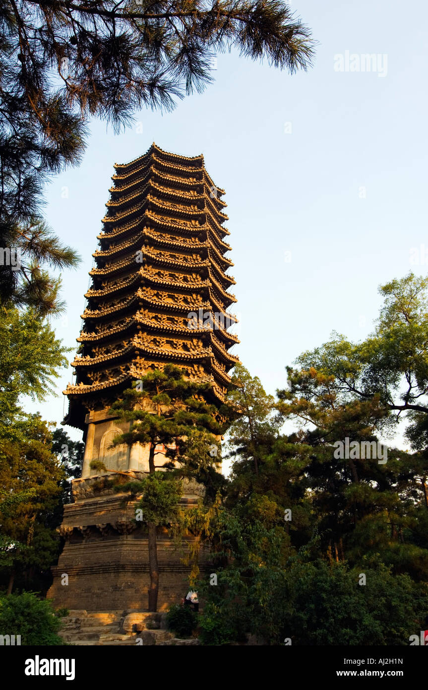 Boya Tower pagoda within the grounds of Beijing University, Beijing ...
