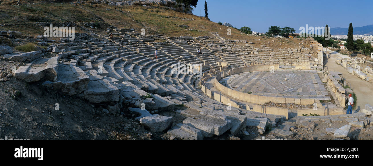 Europe Greece Athens Restored marble seats of theater near ancient ...