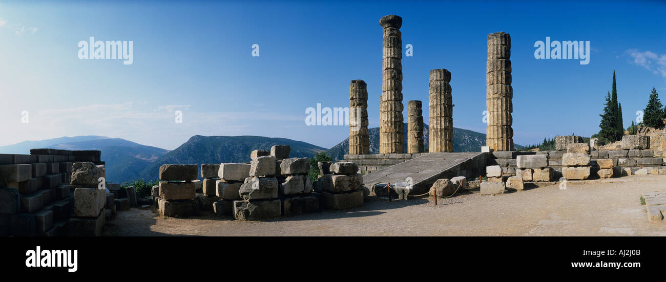 Europe Greece Sterea Ellada Delphi Doric columns at Temple of Apollo in ...