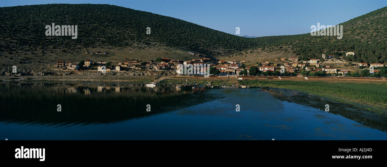 Europe Greece Macedonia Prespa Lakes National Park Psarades Evening sun ...