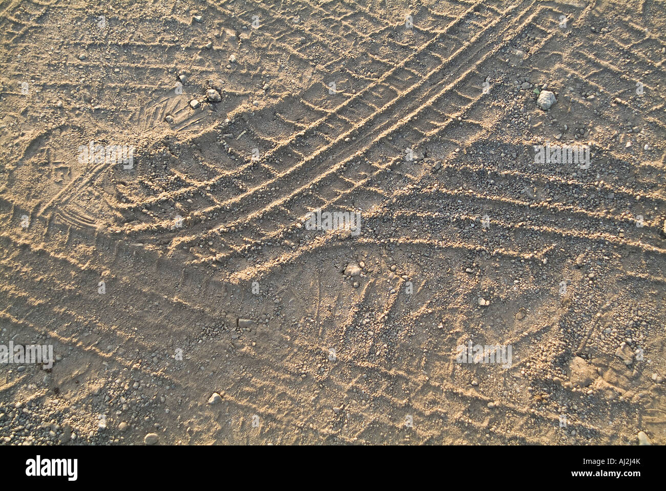 Tire Tracks Detail In Sand Dirt Road Stock Photo - Alamy