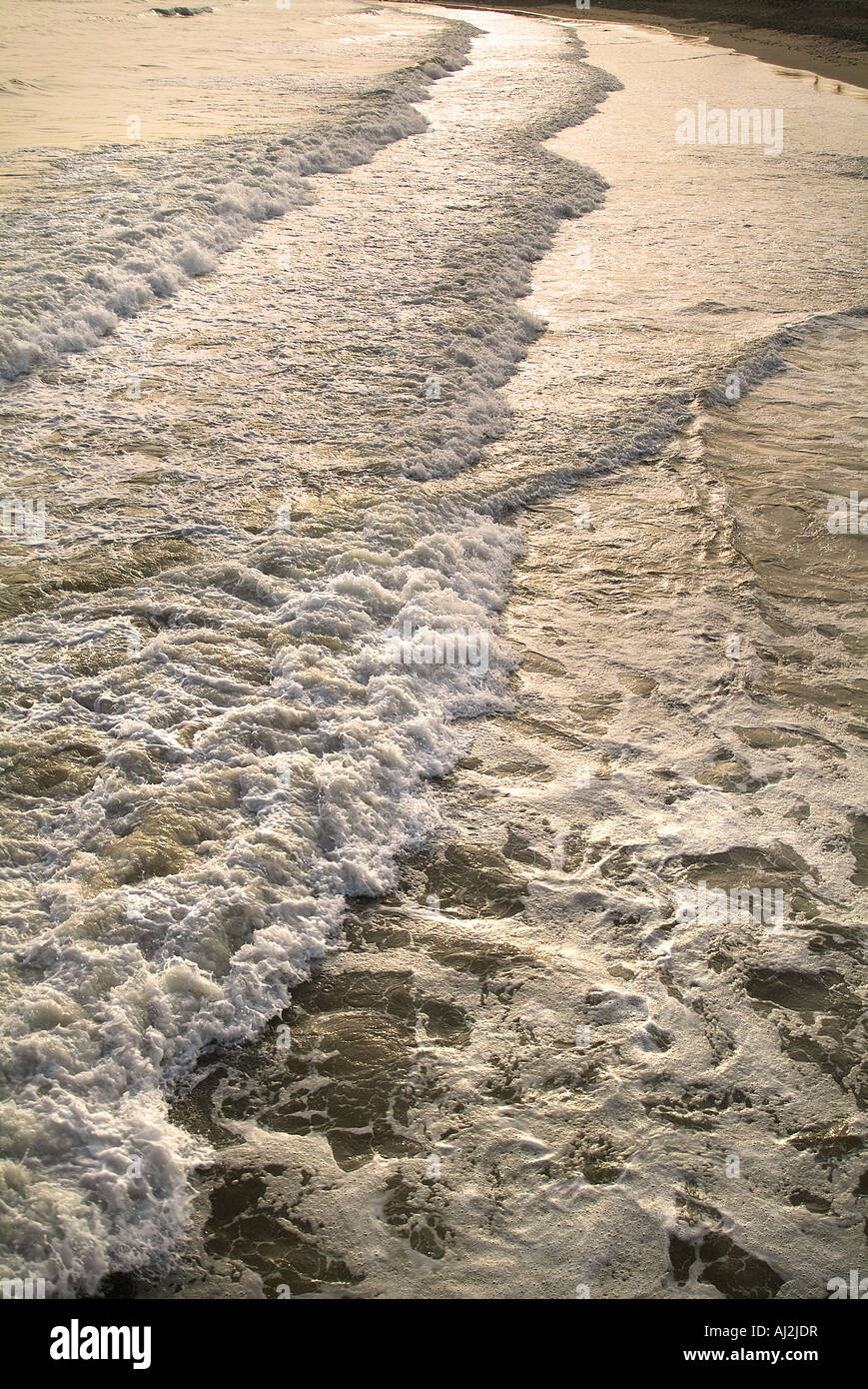 Aerial View Of Wet Sand & Waves With Reflections, Ventura Beach ...