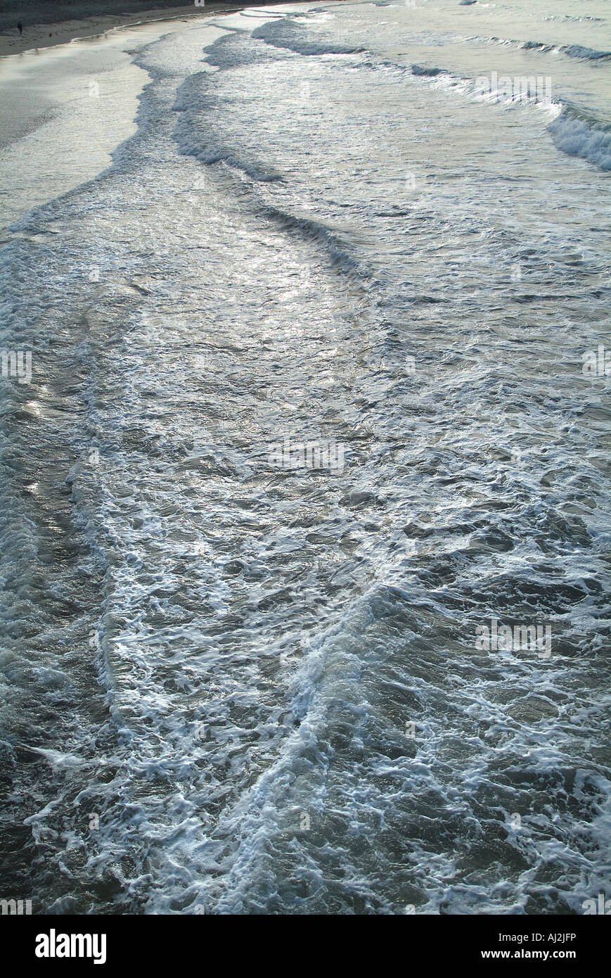 Aerial View Of Wet Sand & Waves With Reflections, Ventura Beach ...