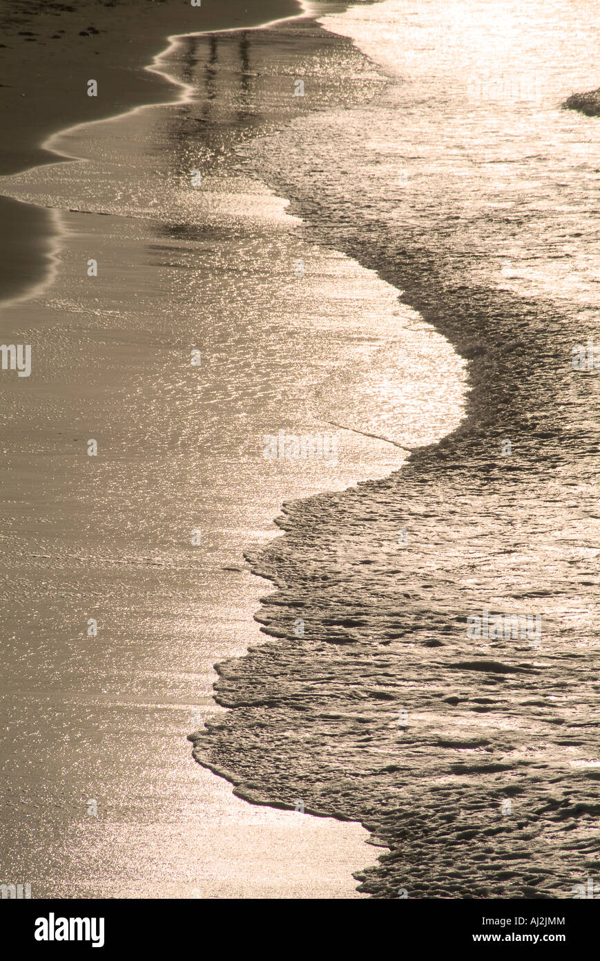 Aerial View Of Wet Sand & Waves With Reflections, Ventura Beach ...
