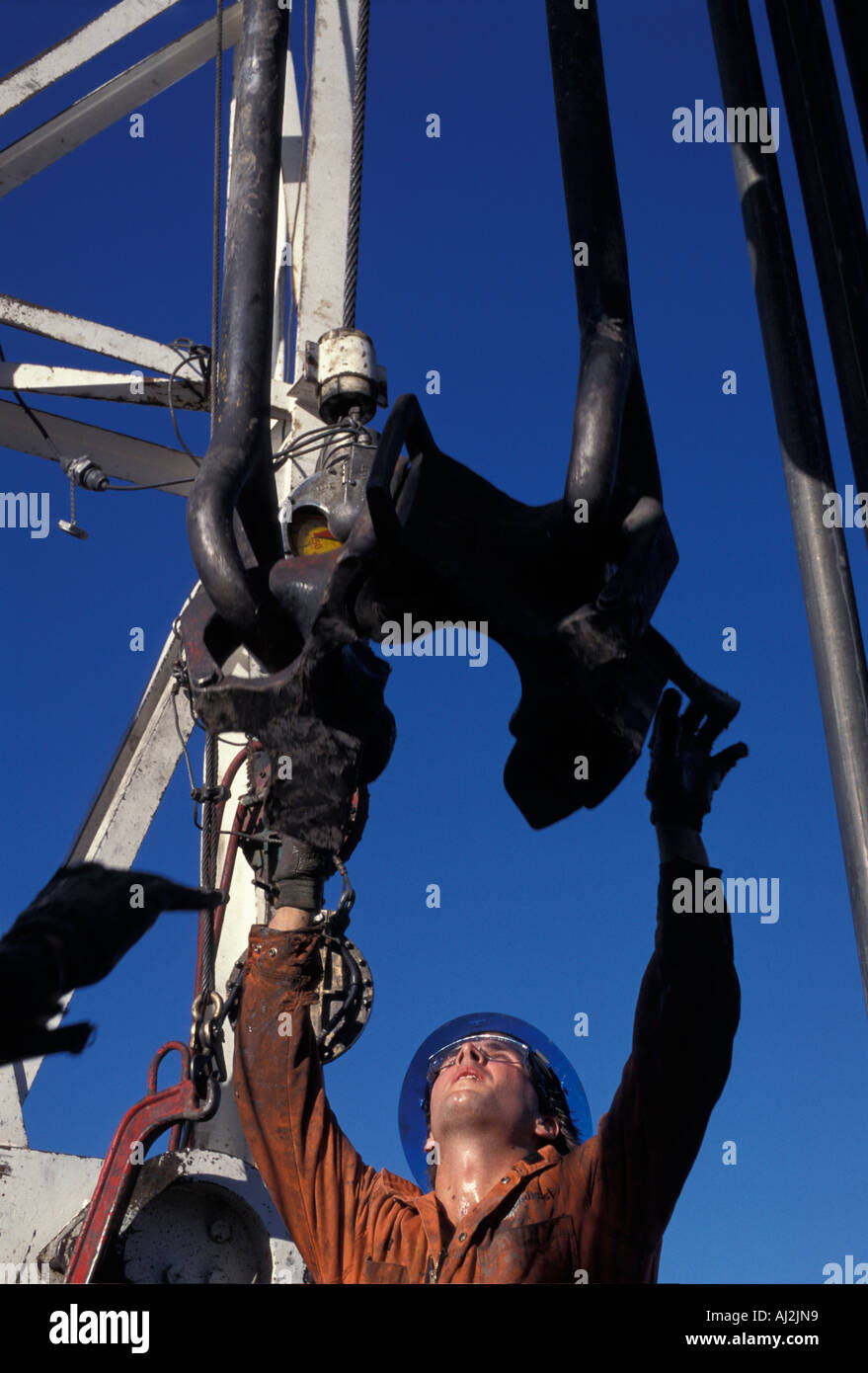 Canada Alberta Devon MR Steve Breum works on Cactus Drilling oil rig on ...