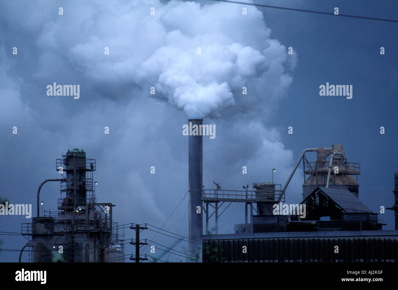 Canada British Columbia Steam and smoke billow from paper and pulp mill ...
