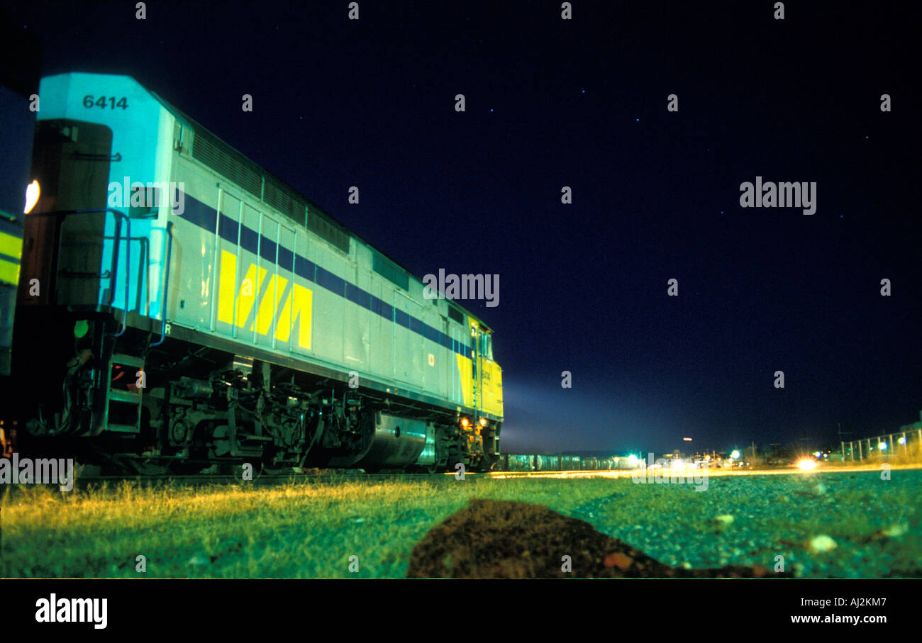 Canada Ontario VIA Rail train locomotive during stop at station in ...