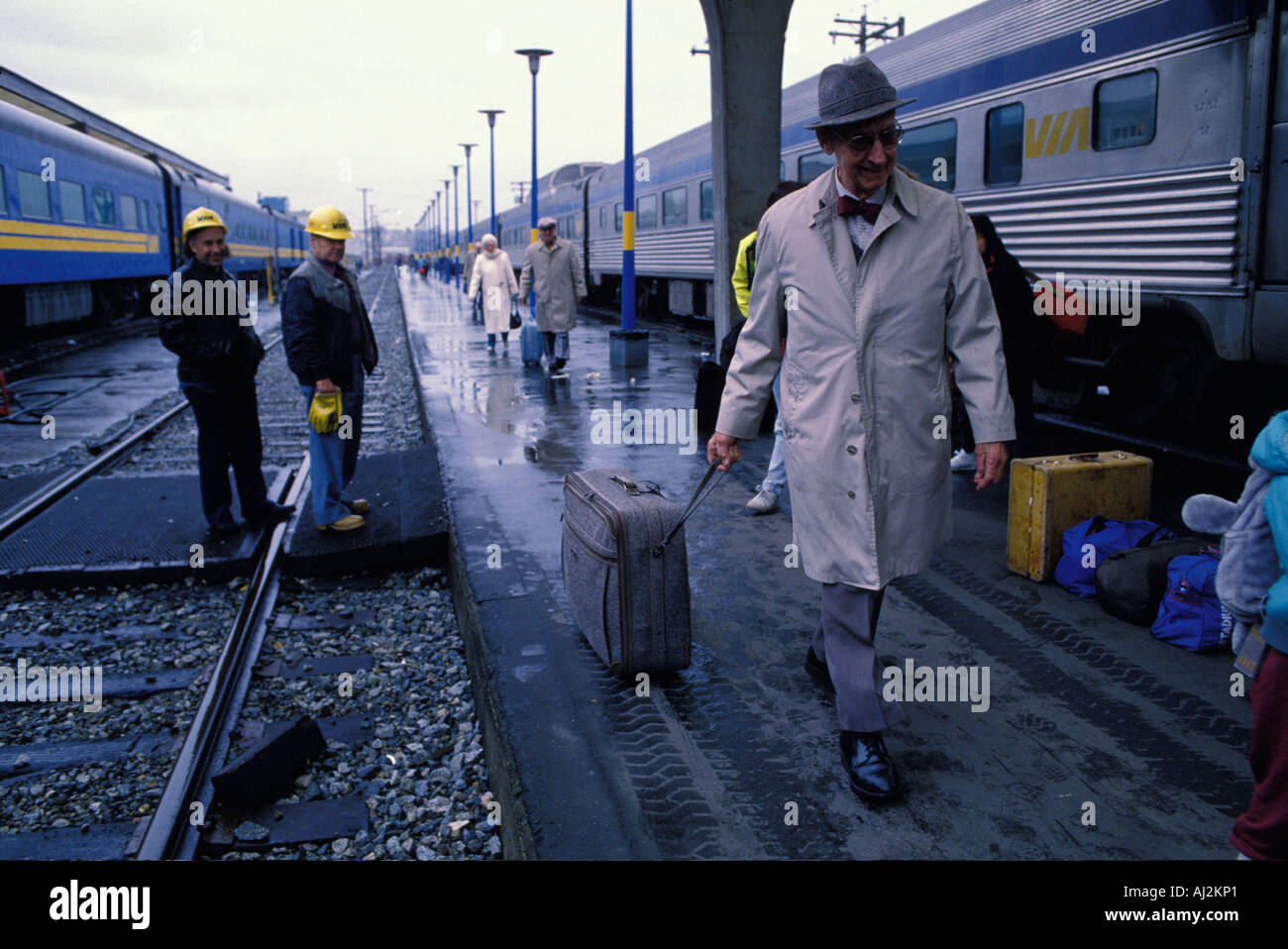 Canada British Columbia Passengers leave VIA Rail passenger train after ...