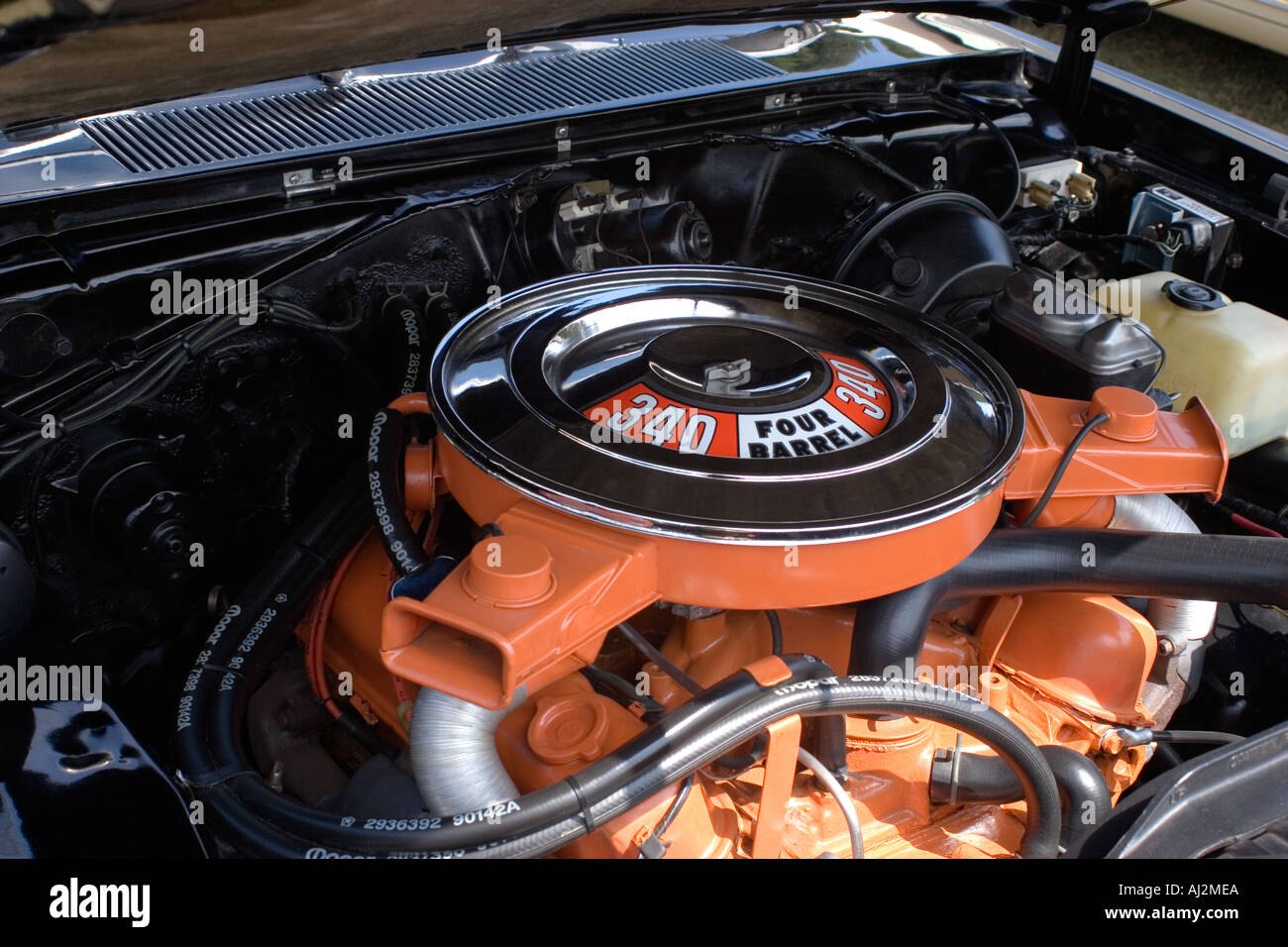 Under the hood 340 four barrel Stock Photo - Alamy
