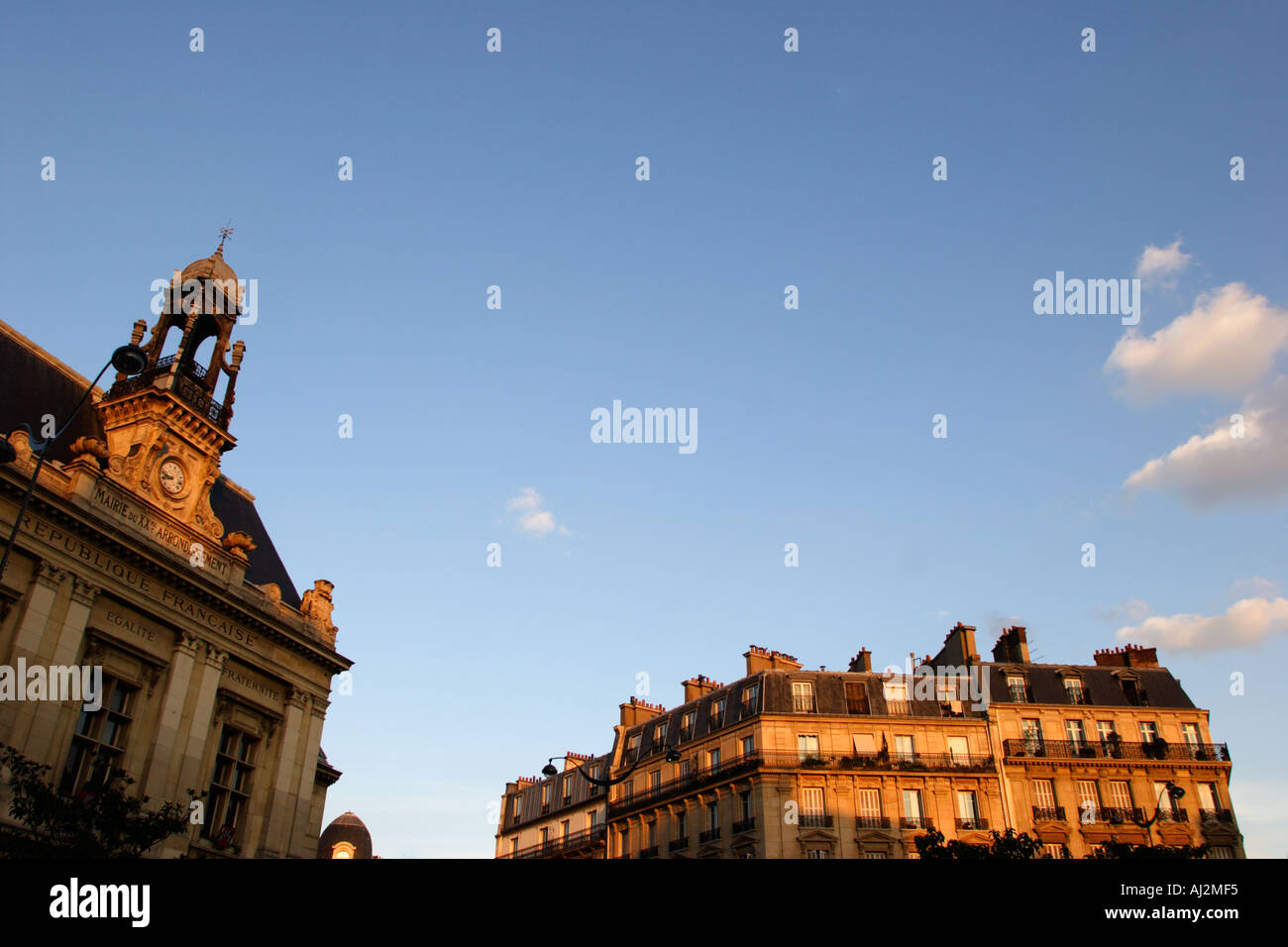 Paris France 20th Arrondissement City Hall facing Gambetta Square Stock ...