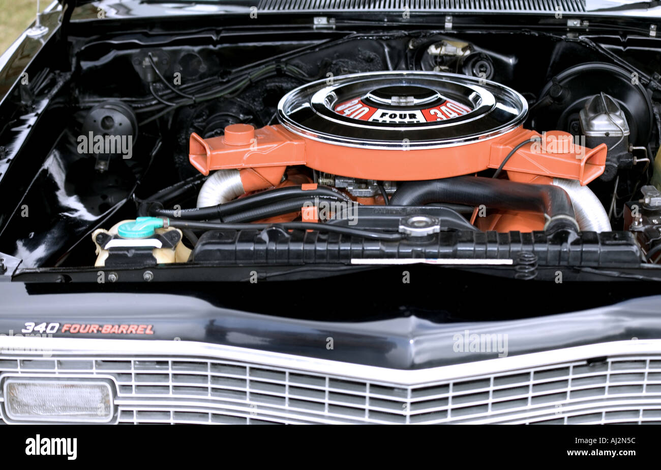 Under the hood 340 four barrel Stock Photo - Alamy