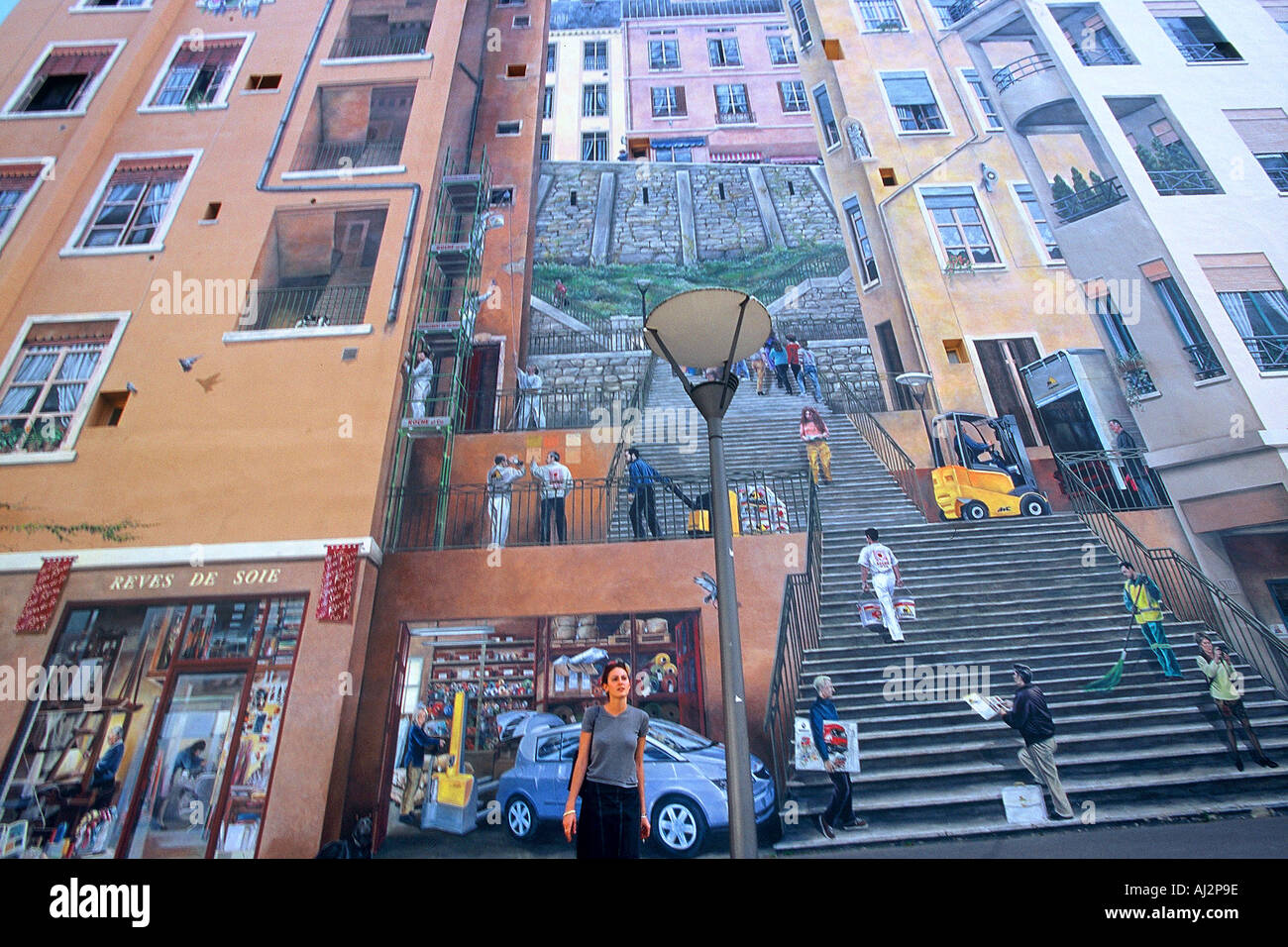 Croix Rousse fresco of Canuts Stock Photo - Alamy