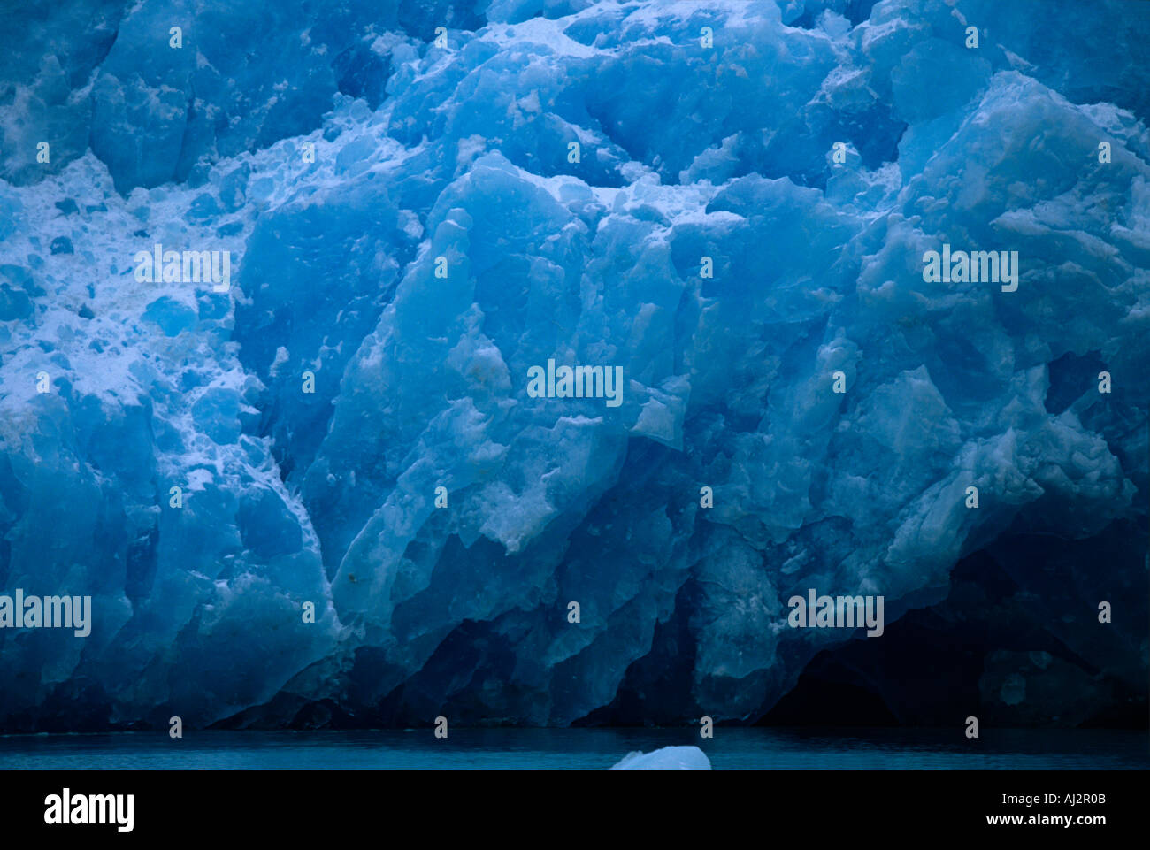 USA Alaska Tongass National Forest Deep blue ice on vertical face of Le ...