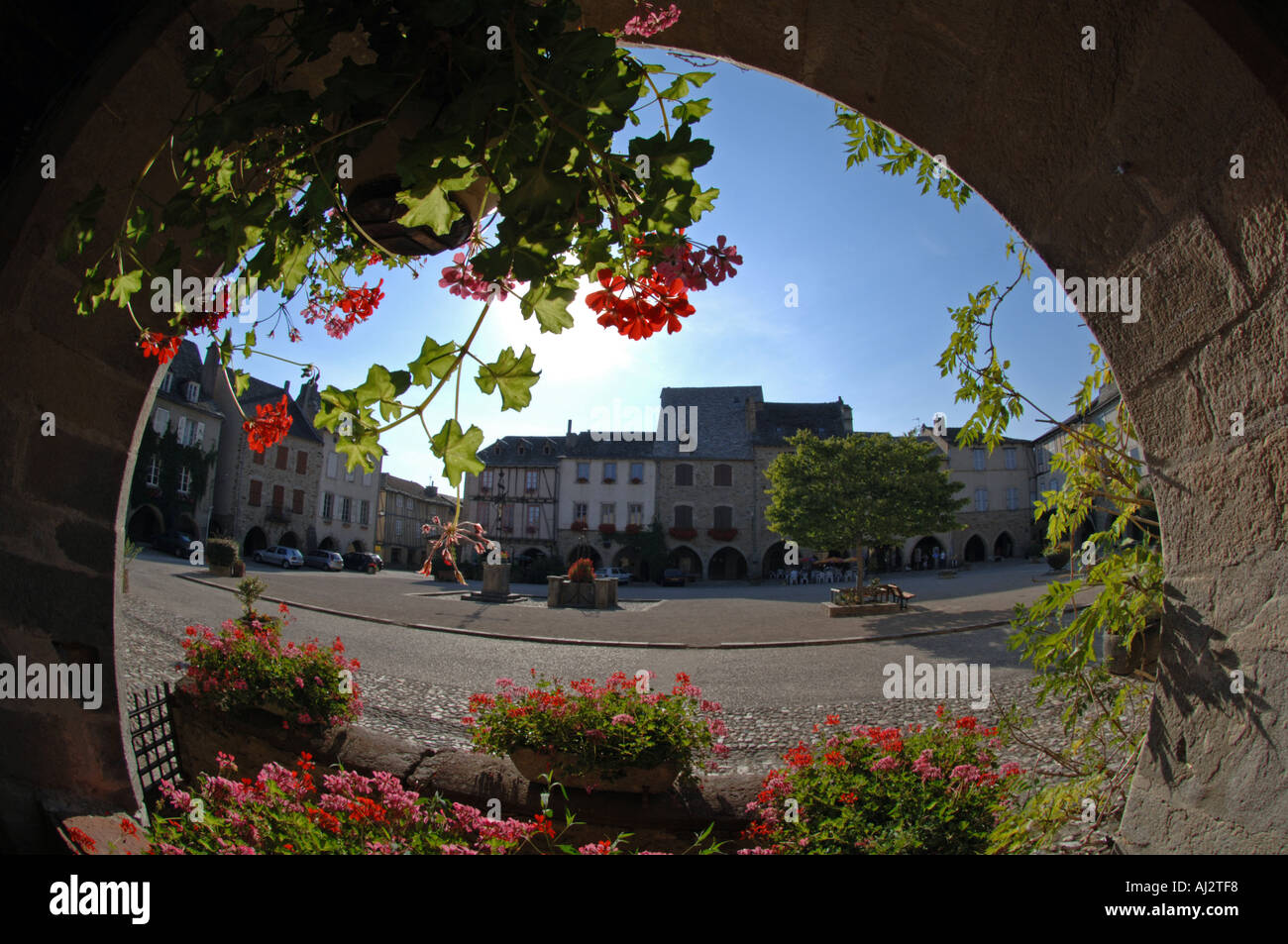 Bastide of Sauveterre de Rouergue in Aveyron France Stock Photo - Alamy