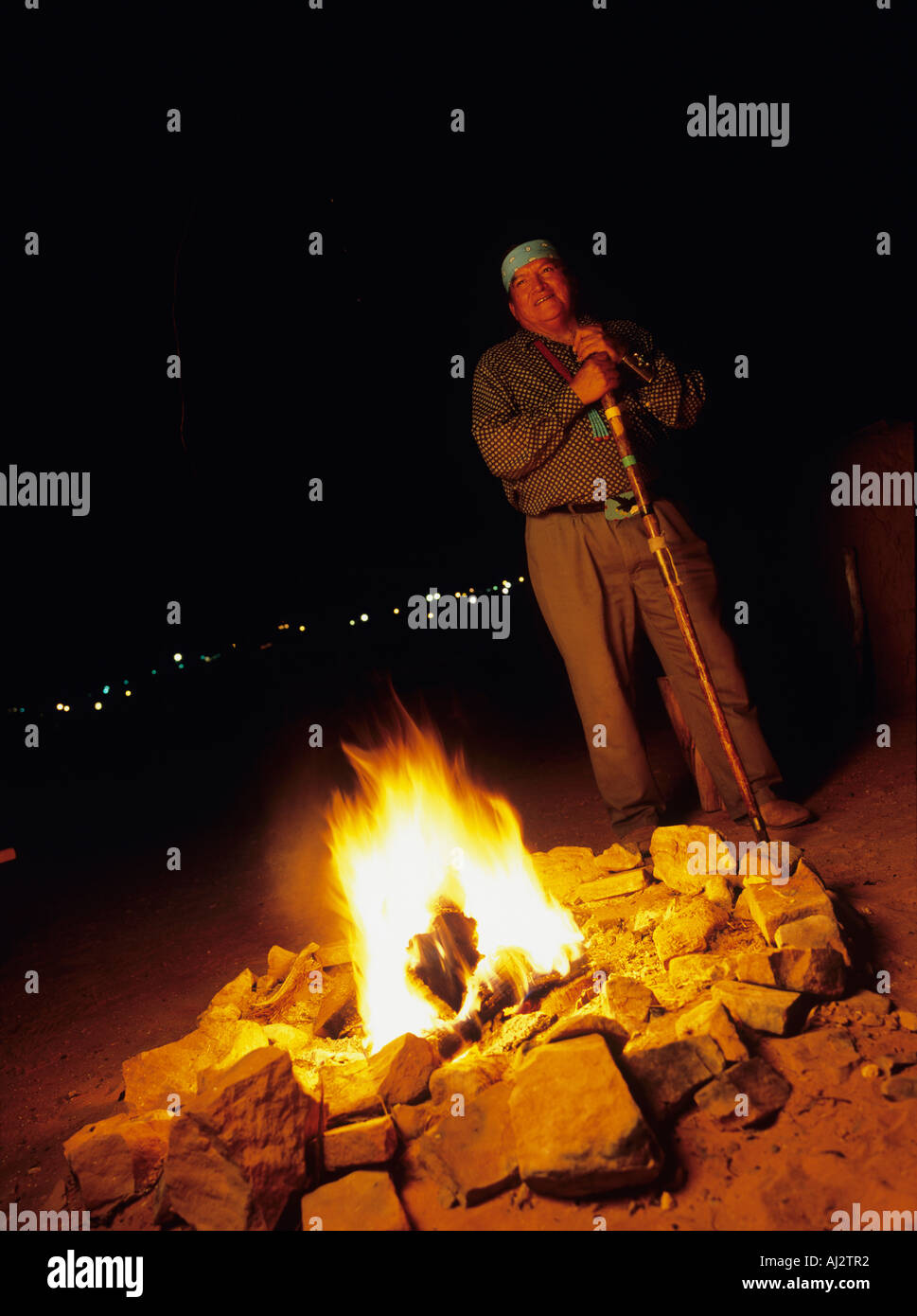 USA Arizona Page Portrait of Navajo Indian storyteller Wally Brown ...