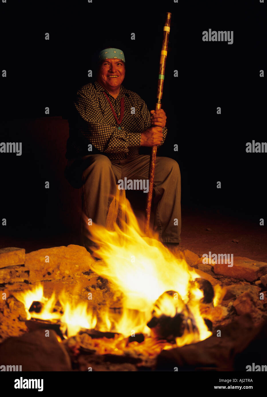 USA Arizona Page Portrait of Navajo Indian storyteller Wally Brown ...