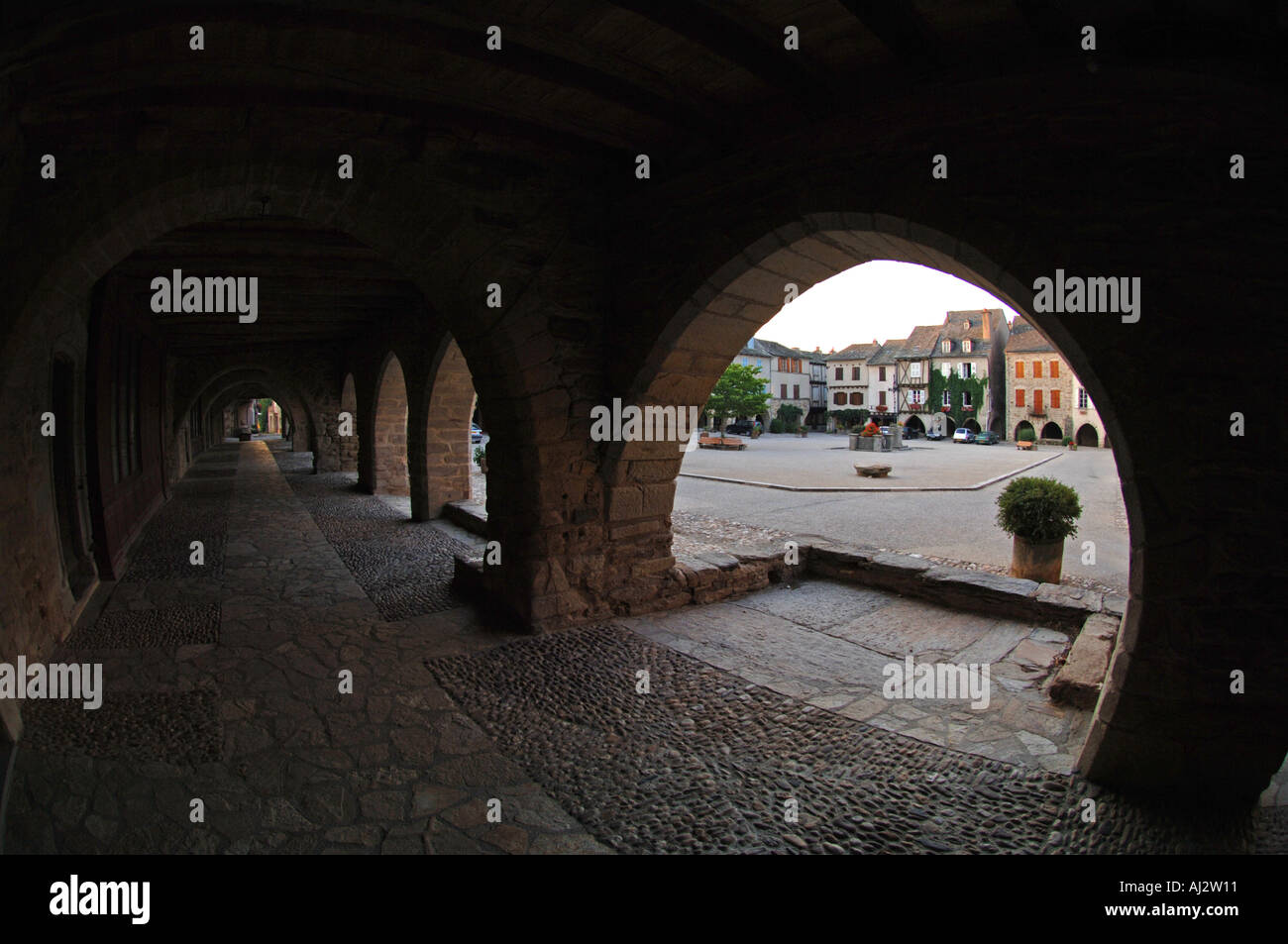 Bastide of Sauveterre de Rouergue in Aveyron France Stock Photo - Alamy