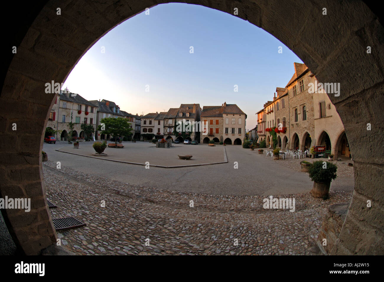 Bastide of Sauveterre de Rouergue in Aveyron France Stock Photo - Alamy