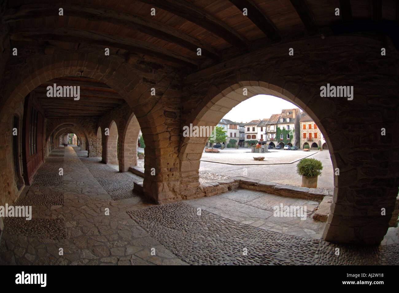 Bastide of Sauveterre de Rouergue in Aveyron France Stock Photo - Alamy