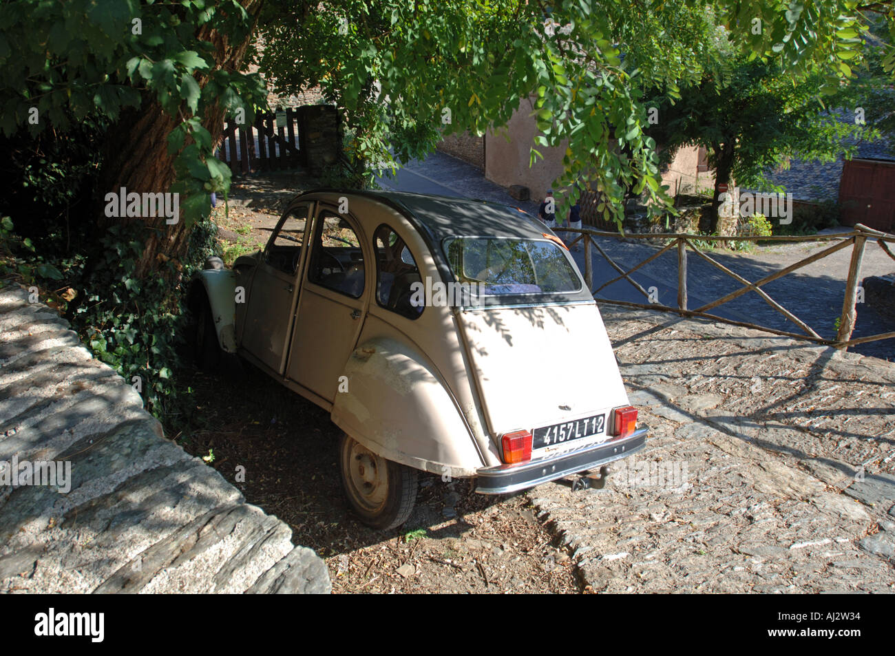 Classic Citroen 2CV French car at Conques in Aveyron region France ...