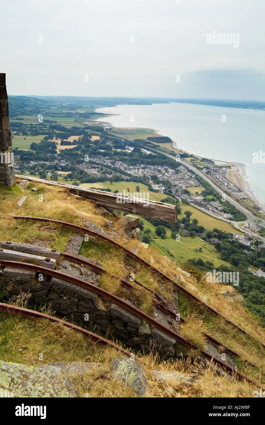 Remains of the rails on a disused granite quarry incline in North Wales ...