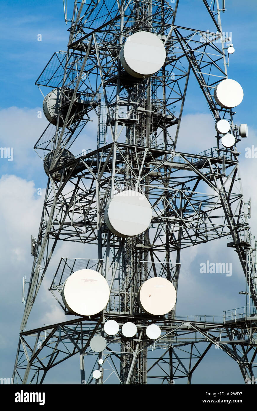 Communications mast on top of a moorland hill Stock Photo - Alamy