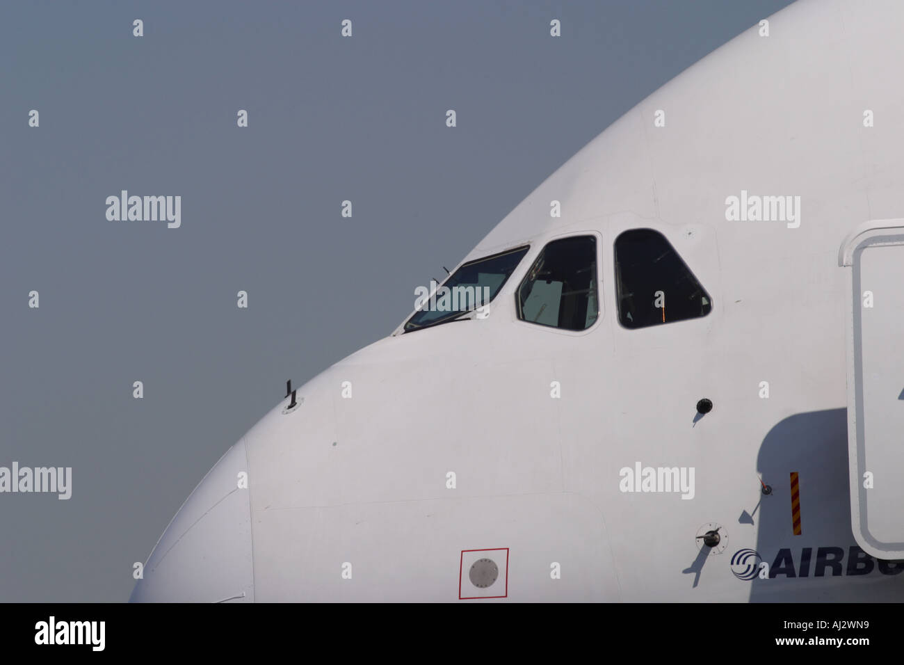 Airbus A380 cockpit and nose Stock Photo - Alamy