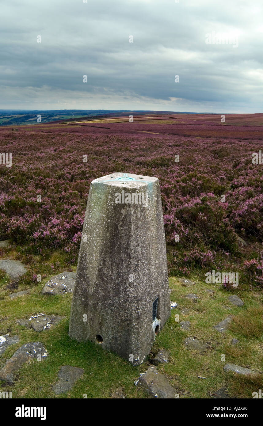 Trig point in the Derbyshire Peak District national Park in England ...