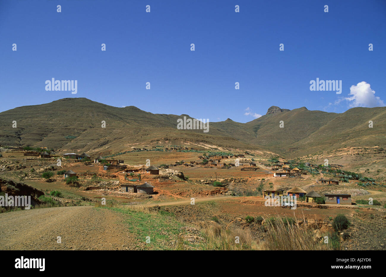 View of a remote traditional village facing drought conditions in the ...