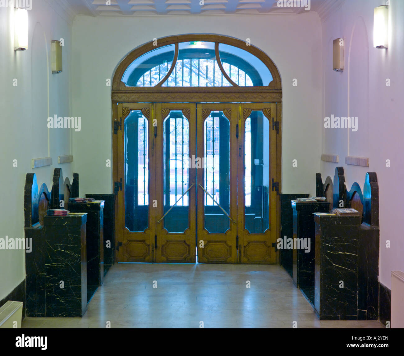 lobby with bench, Budapest, Hungary Stock Photo - Alamy