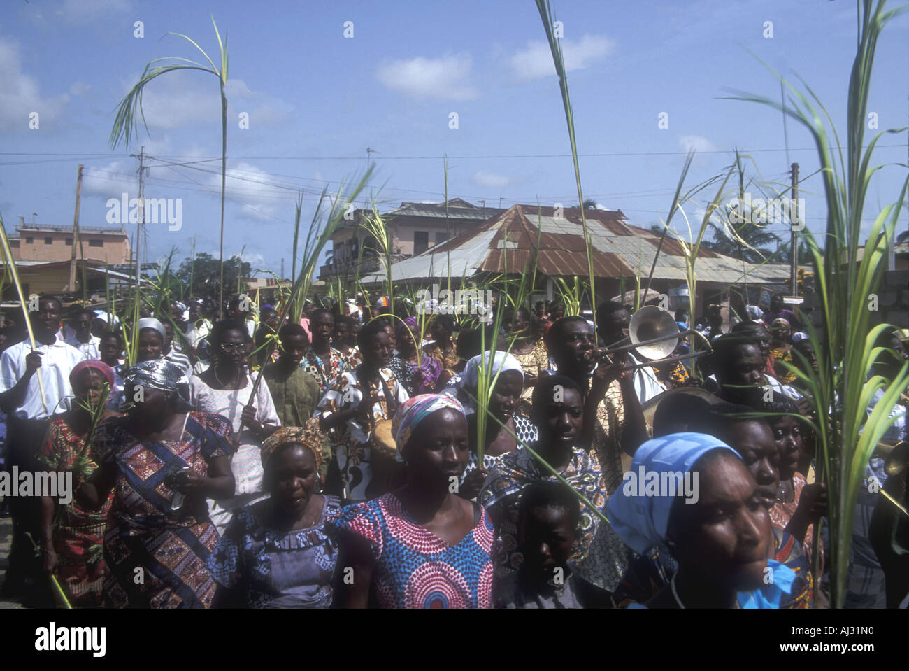Catholic Palm Sunday procession in Ghana West Africa Stock Photo - Alamy