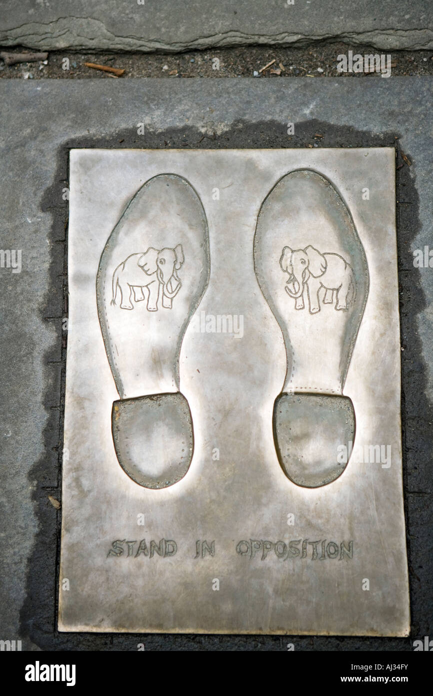 Stand In Opposition bronze footprints in front of the Democratic Party ...