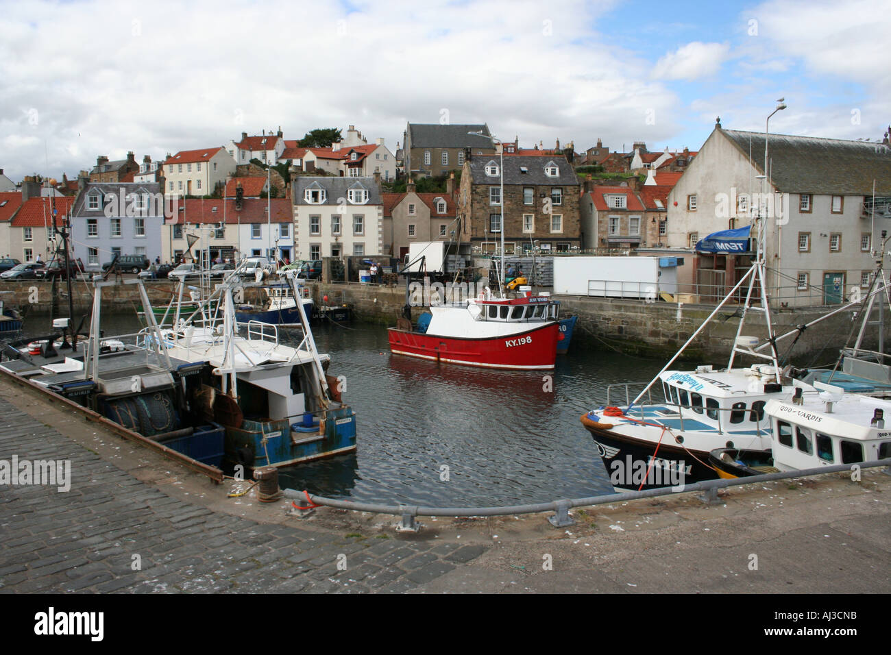 Pittenweem harbour with scottish fishing boats Fife Scotland August ...