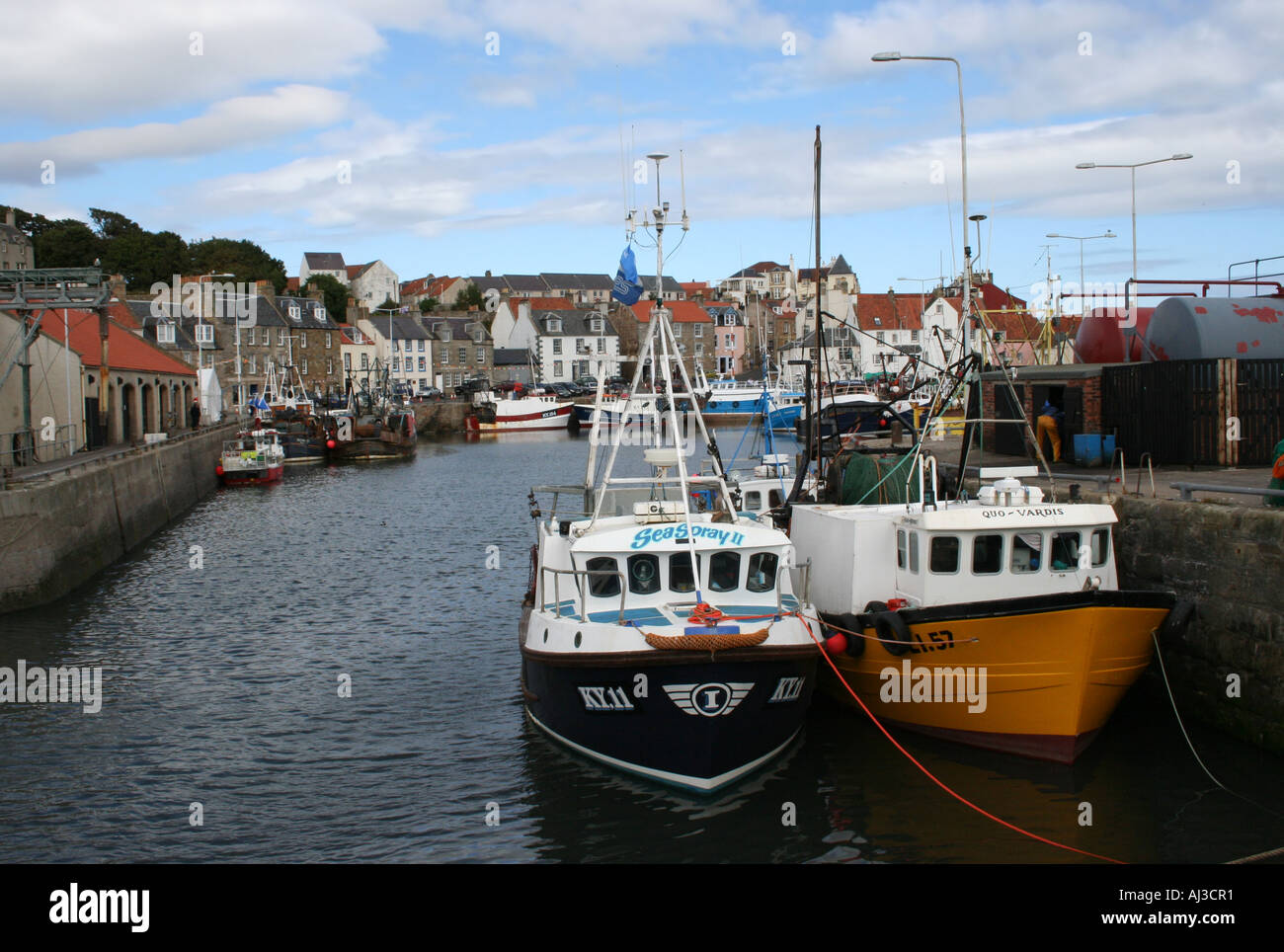 Pittenweem harbour with scottish fishing boats Fife Scotland August ...