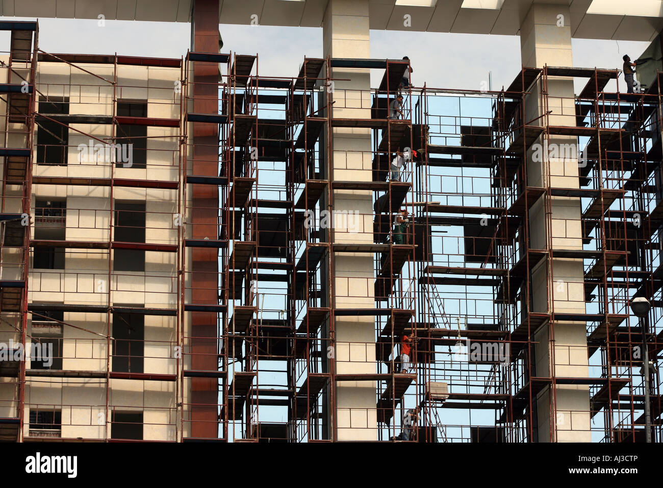construction workers in action on a modern building horizontal Stock ...