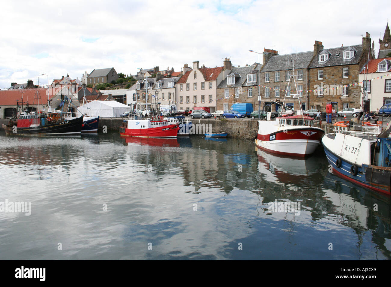 Pittenweem harbour with scottish fishing boats Fife Scotland August ...
